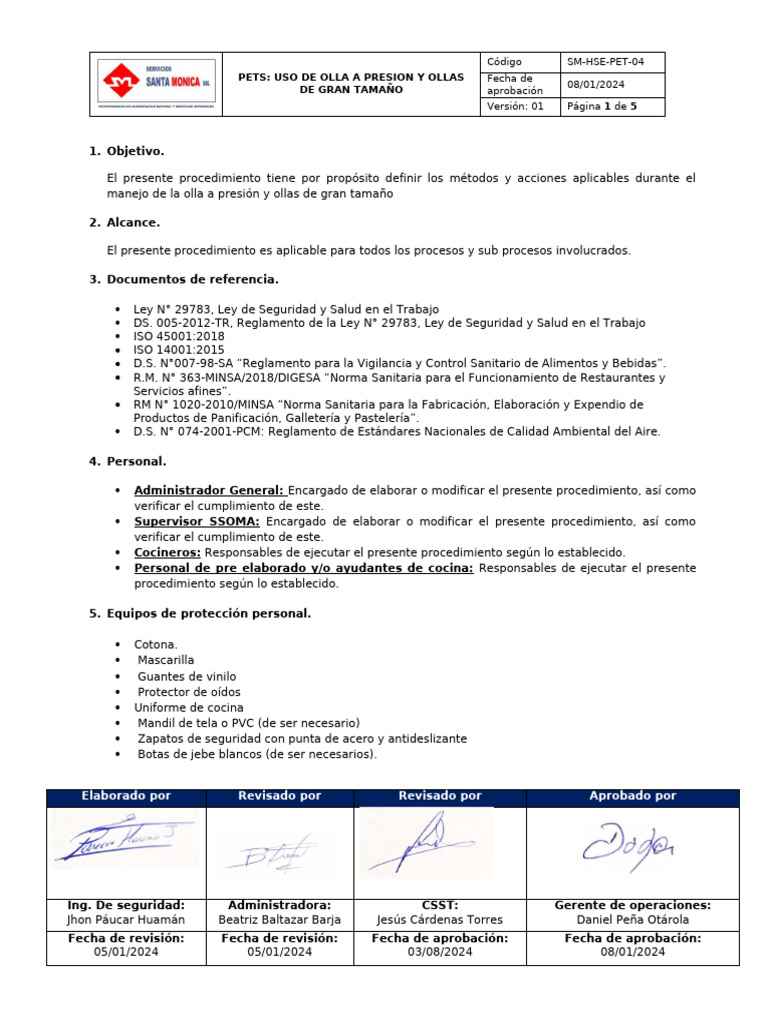 PETS Uso de Olla A Presion y Ollas de Gran Tamaño | PDF | Cocción a presión | Agua