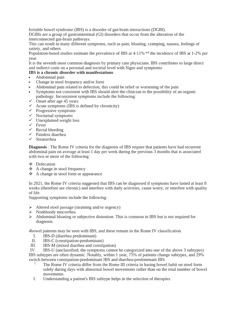 Irritable Bowel Syndrome | PDF | Irritable Bowel Syndrome | Causes Of Death