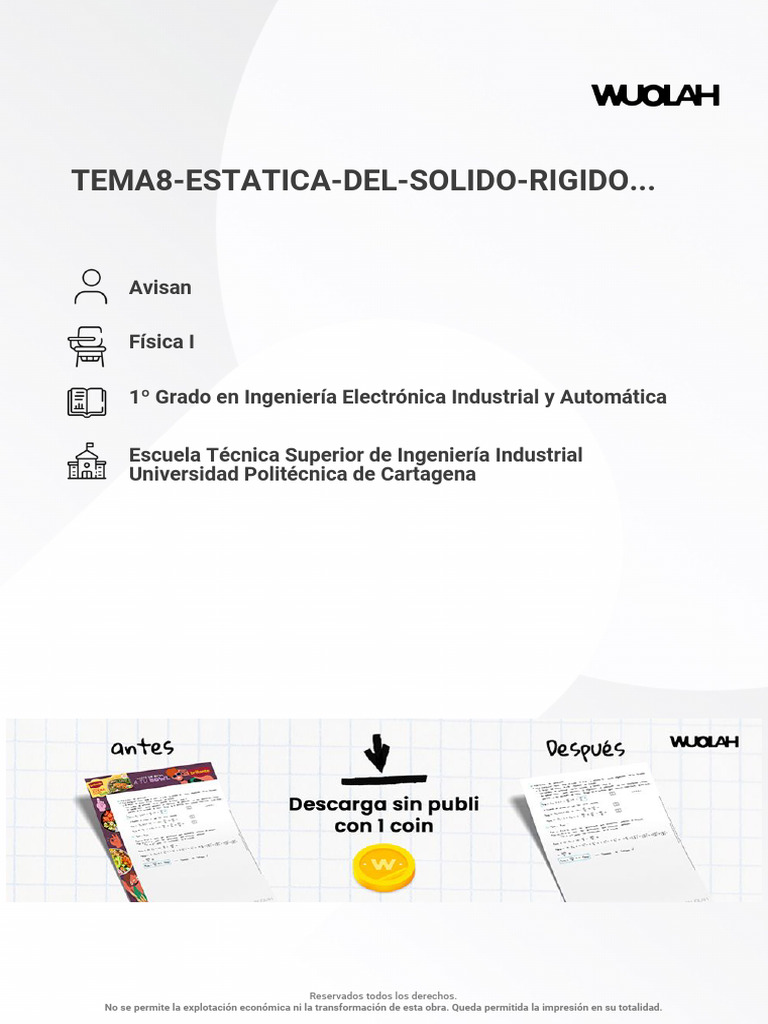 Wuolah Free TEMA8 ESTATICA DEL SOLIDO RIGIDO | PDF