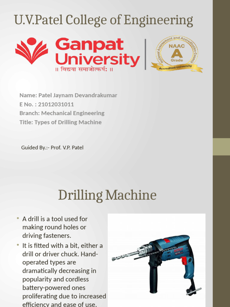 Types of Drilling Machine | PDF | Drill | Drilling