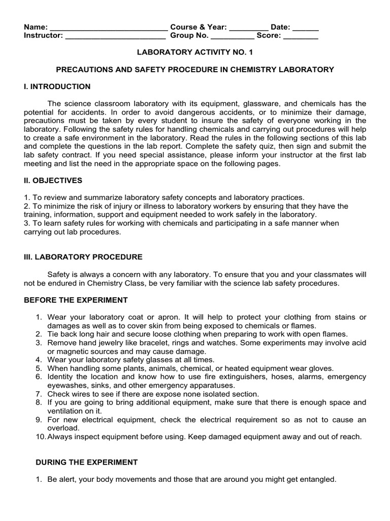 Chemistry Lab Safety Guide | PDF | Laboratories | Safety