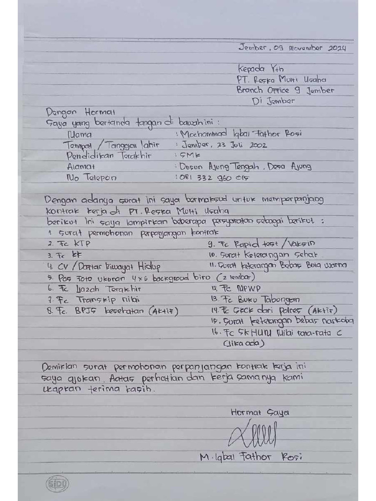 PKWT Security - Mochamad Iqbal Fathor Rosi | PDF