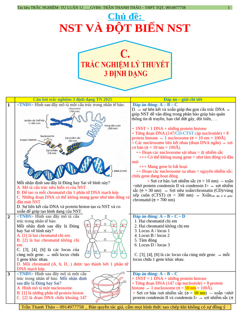2018 - - - 05 - - Phương Pháp - Lt - Đột Biến Nst - Nst - - trắc Nghiệm ...