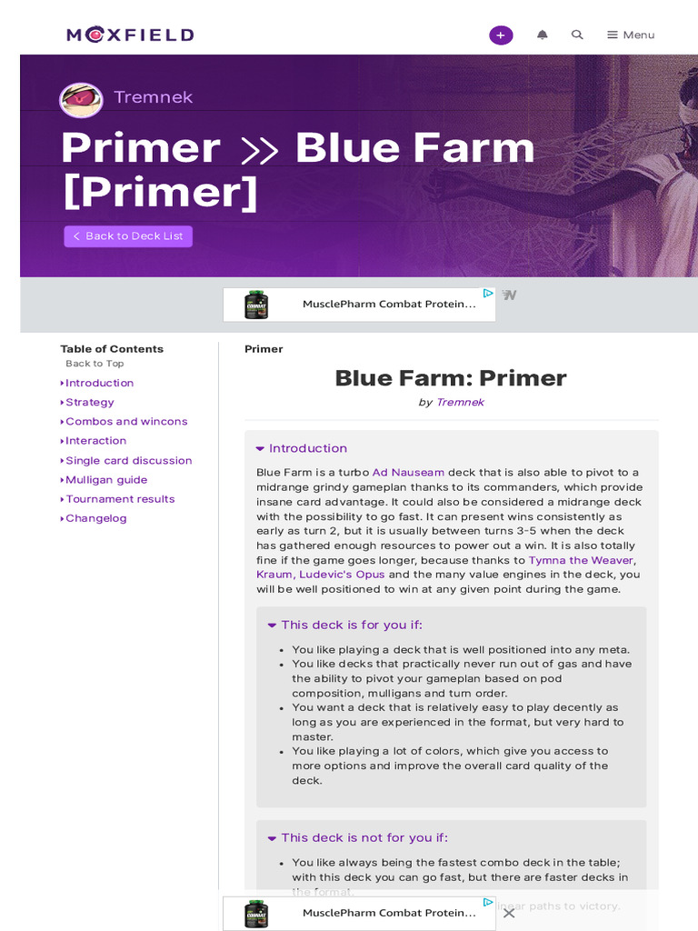 Blue Farm (Primer) - Commander - EDH (Kraum, Ludevic's Opus and Tymna ...