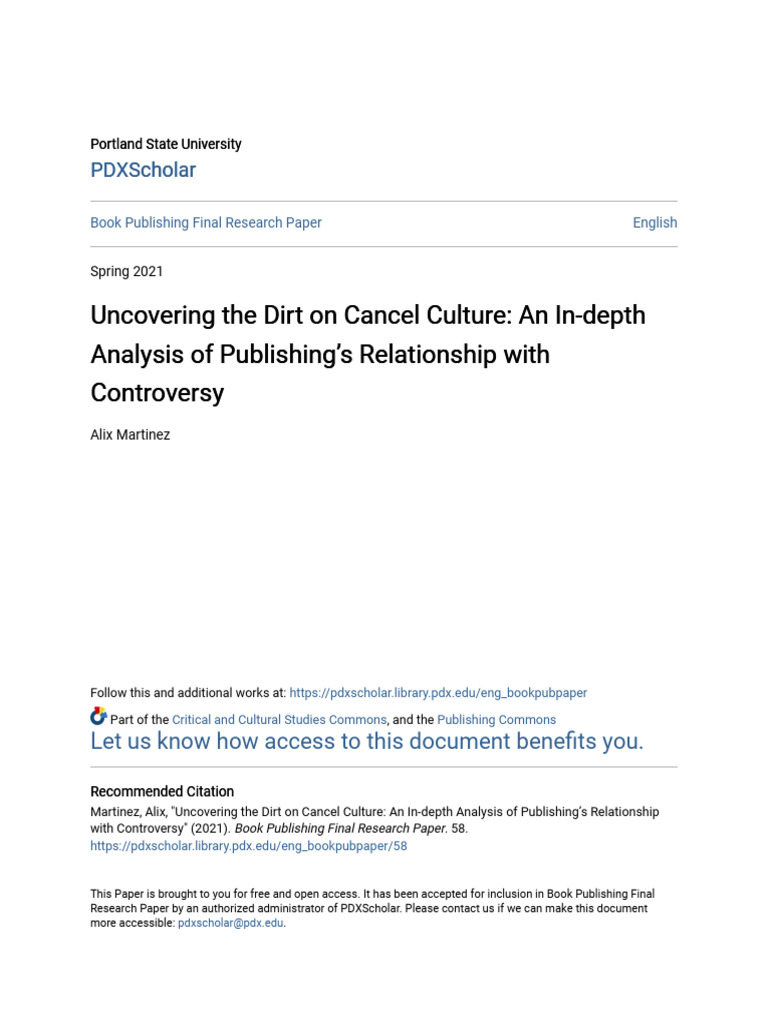Cancel Culture's Impact on Publishing | PDF | Social Media | Popular ...