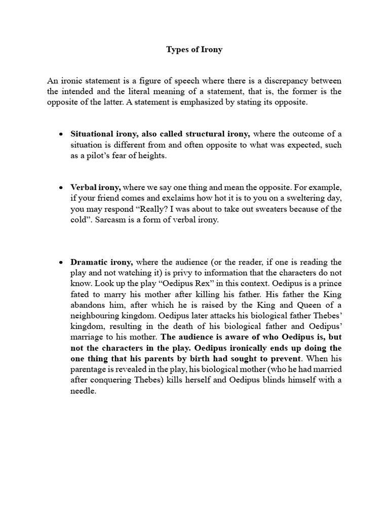 Understanding Types of Irony Explained | PDF