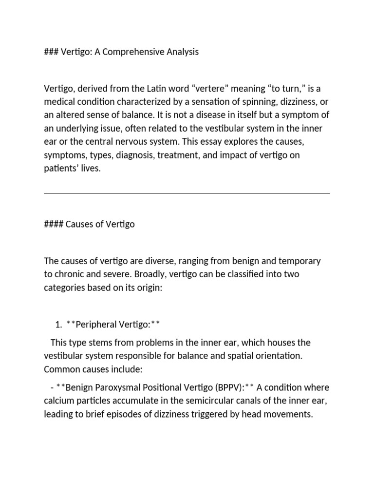 vertigo | PDF | Vertigo | Ménière's Disease