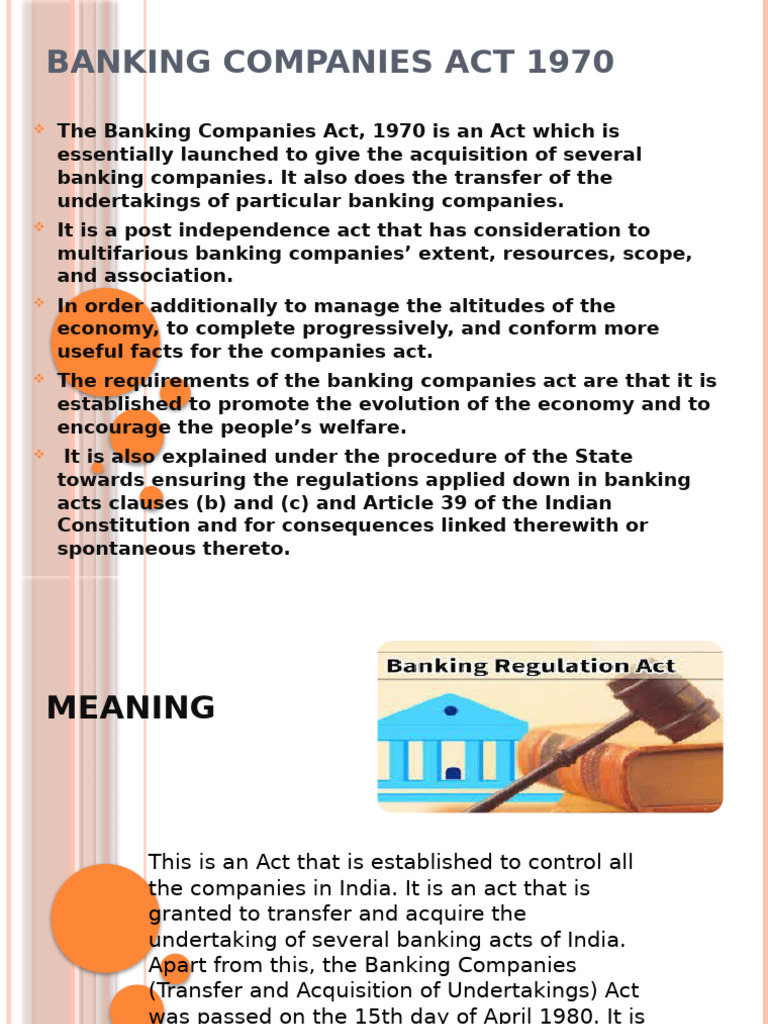 Overview of Banking Companies Act 1970 | PDF | Governance | Legal Documents