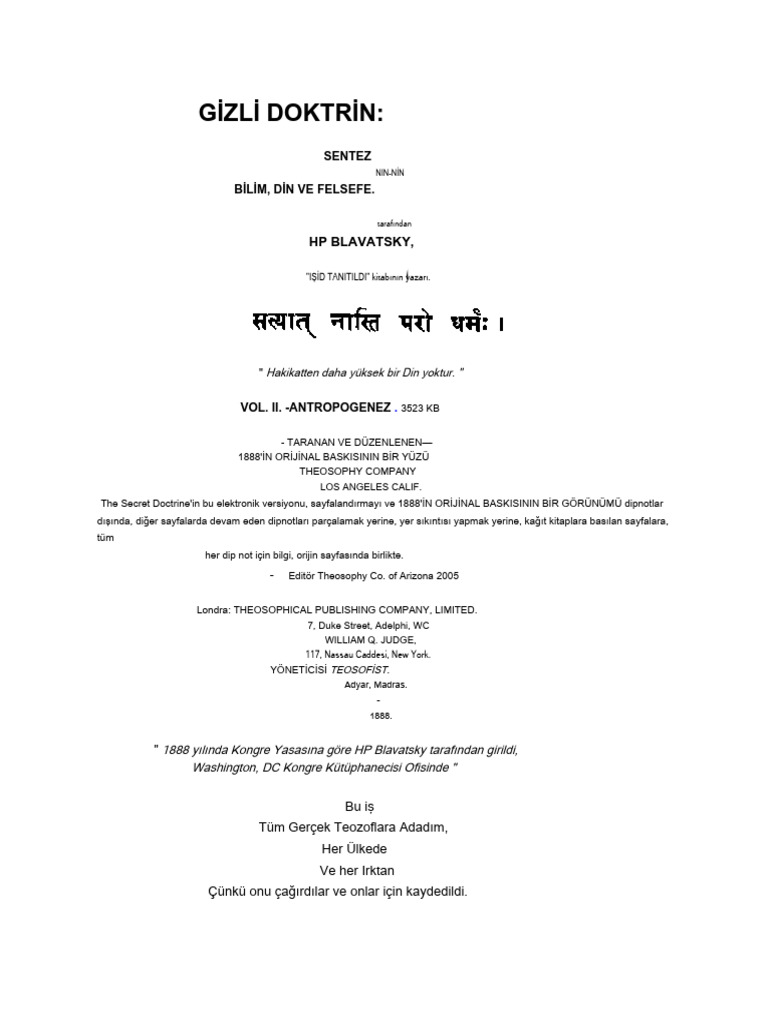 Gizli Öğreti Cilt 2 | PDF