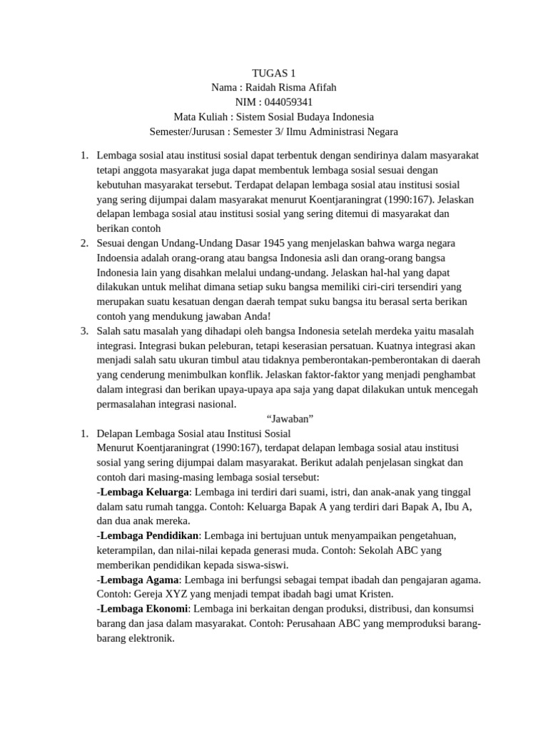 Tugas 1 SISTEM SBD INDONESIA | PDF