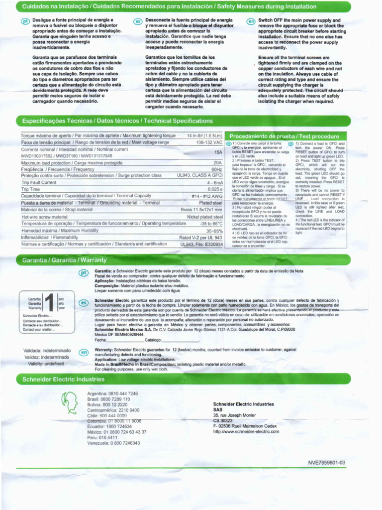 Ficha Tecnica Toma Gfci | PDF