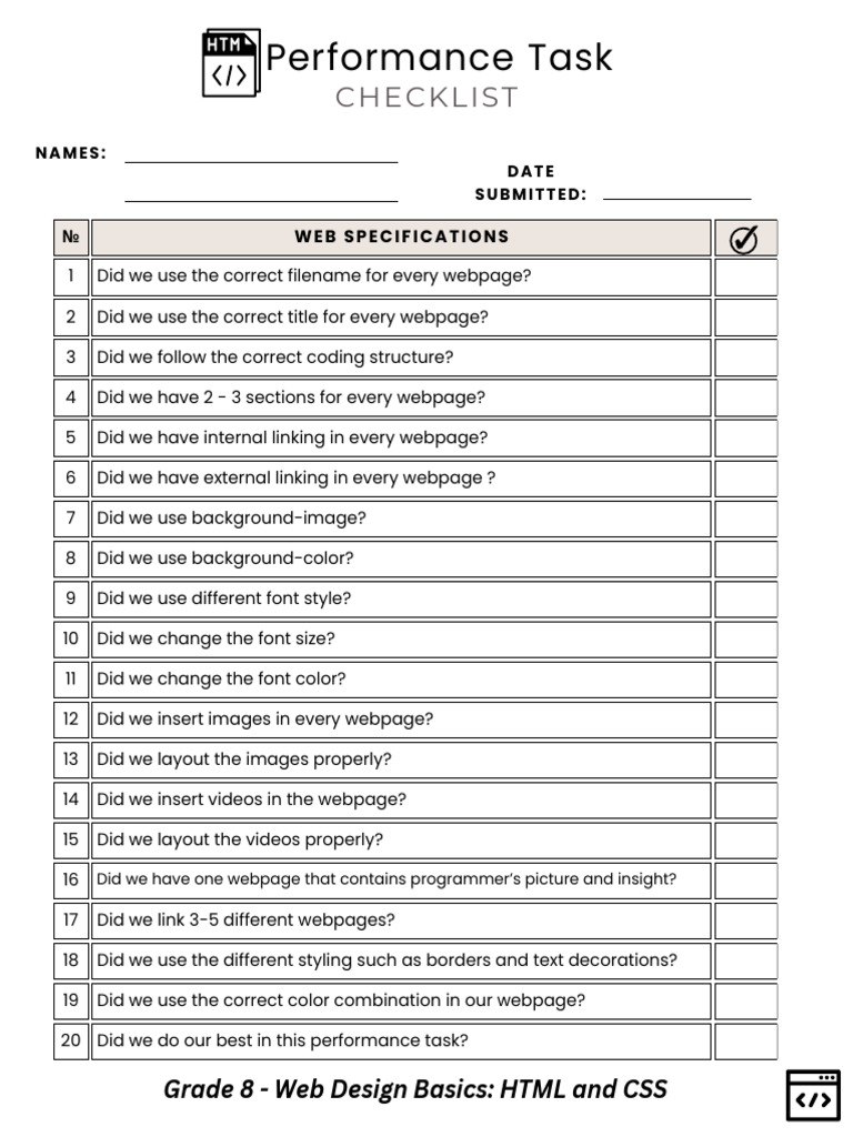 Web PT Checklist | PDF