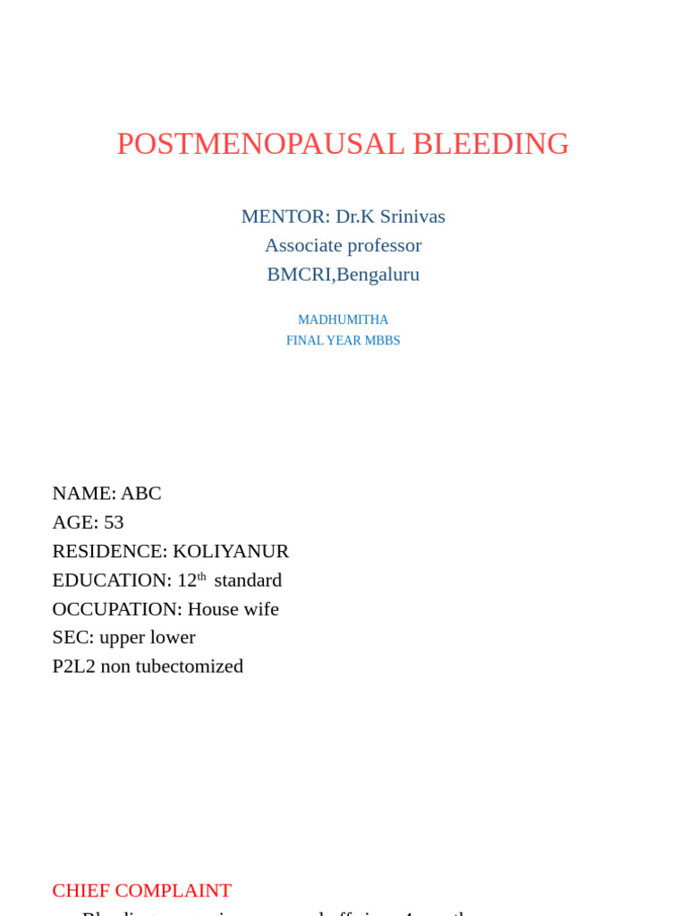 Postmenopausal Bleeding | PDF | Medical Specialties | Clinical Medicine