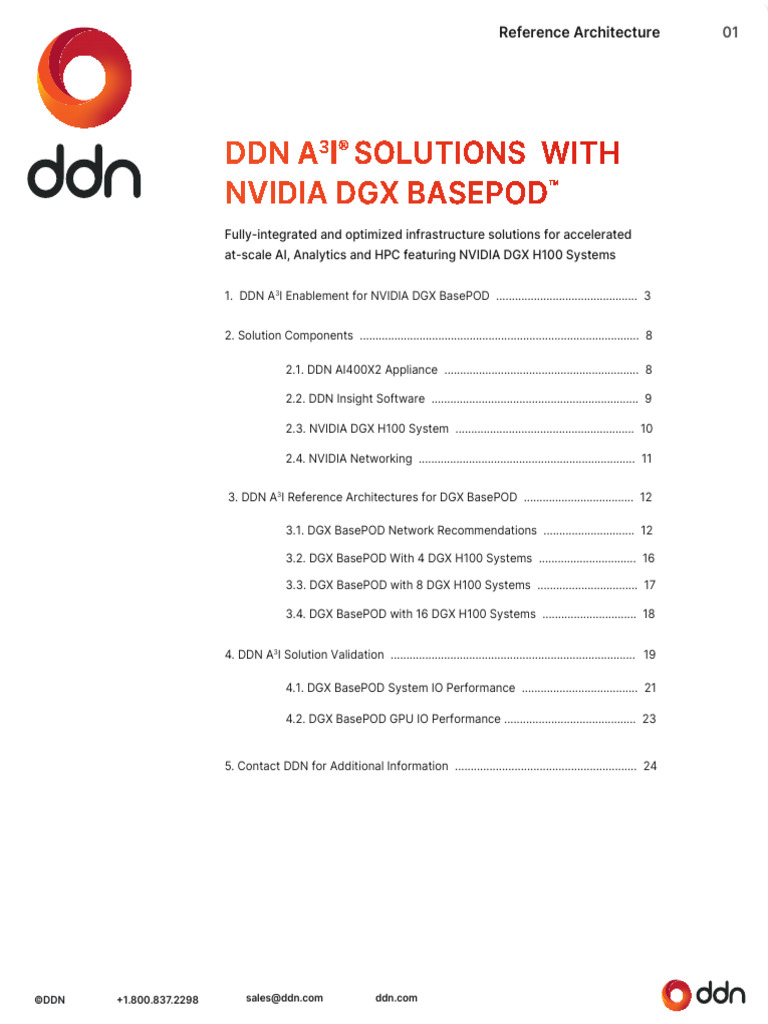 DDN A3i Ai400x2 Nvidia DGX h100 Basepod Reference Architecture | PDF | Computing | Computer ...