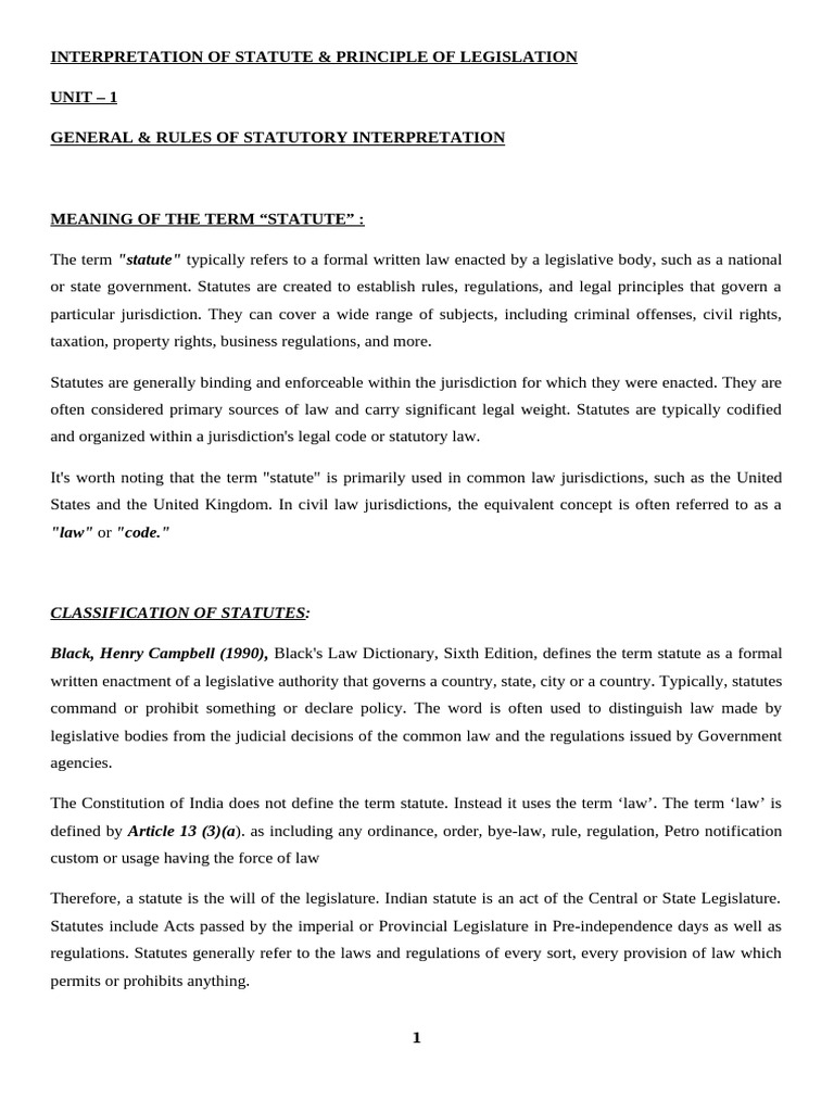Interpretation of Statutes | PDF | Statutory Interpretation | Plain ...