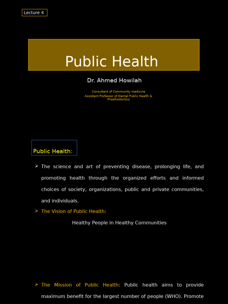 Lecture 4 - Public Health | PDF | Public Health | Preventive Healthcare