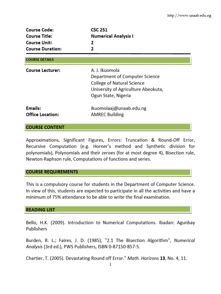 Numerical Analysis I | PDF | Factorization | Numbers