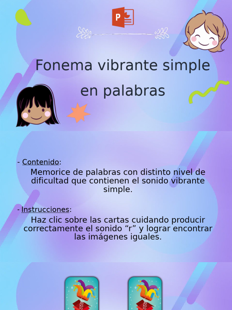 Copia de Fonema Vibrante Simple en Palabras | PDF