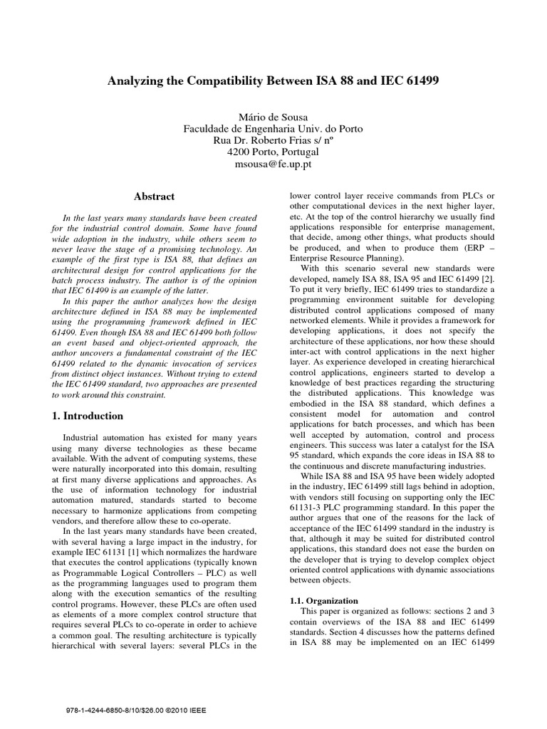 Analyzing The Compatibility Between ISA 88 and IEC 61499 | PDF | Computer Network | Programmable ...