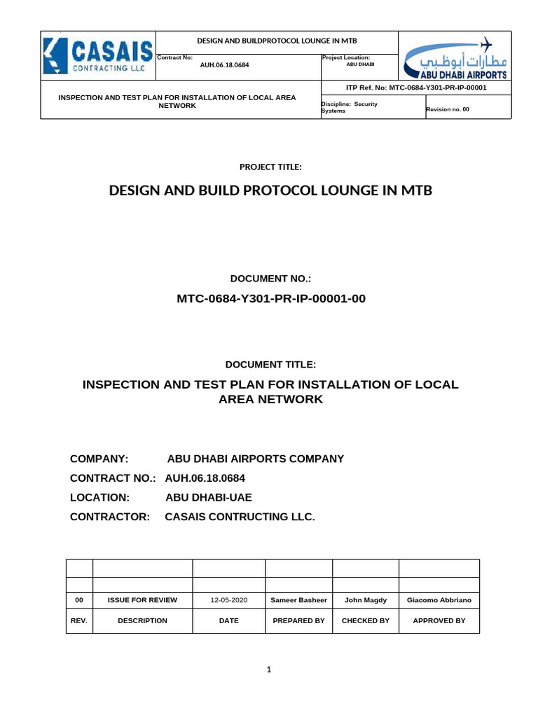 Inspection and Test Plan For Lan | PDF | Specification (Technical ...