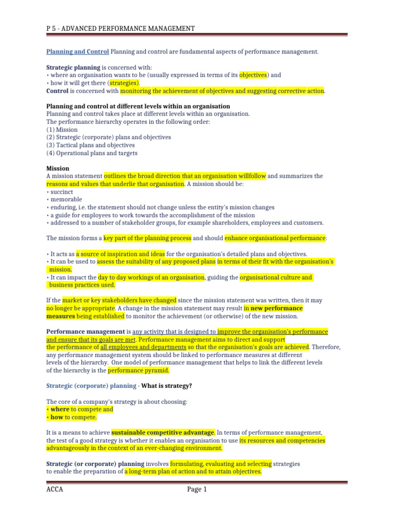 Advanced Performance Management | PDF | Strategic Management | Swot Analysis