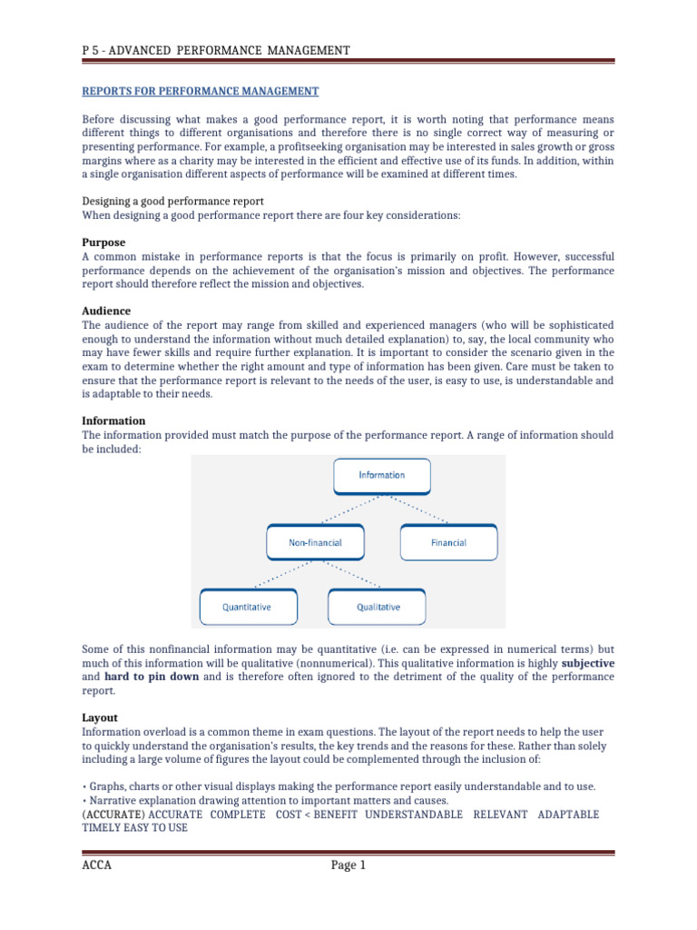 P5 - Chapter 6 PERFORMANCE REPORTS FOR MANAGEMENT | PDF | Information