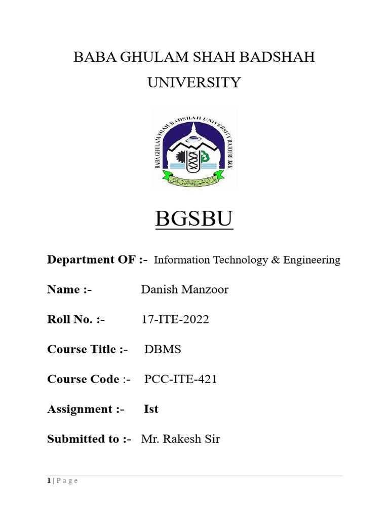 DBMS A1 | PDF | Database Index | Databases