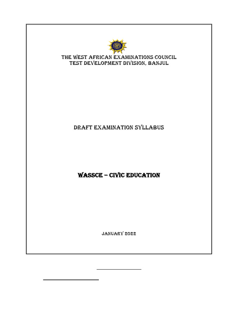 WAEC Civic Education Syllabus 2025 | PDF | Citizenship | Separation Of ...