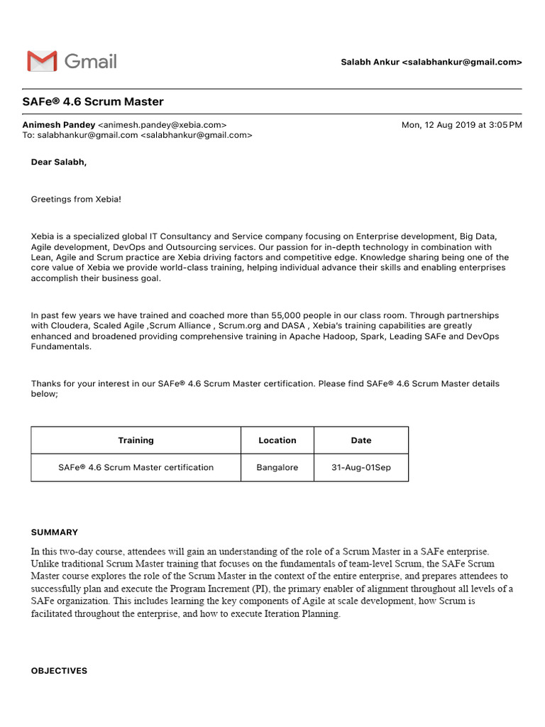 Safe® 4 6 Scrum Master Pdf Agile Software Development Scrum