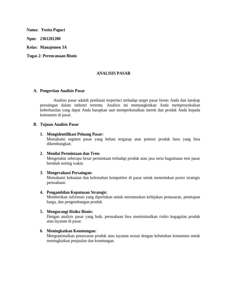 Panduan Analisis Pasar Bisnis | PDF