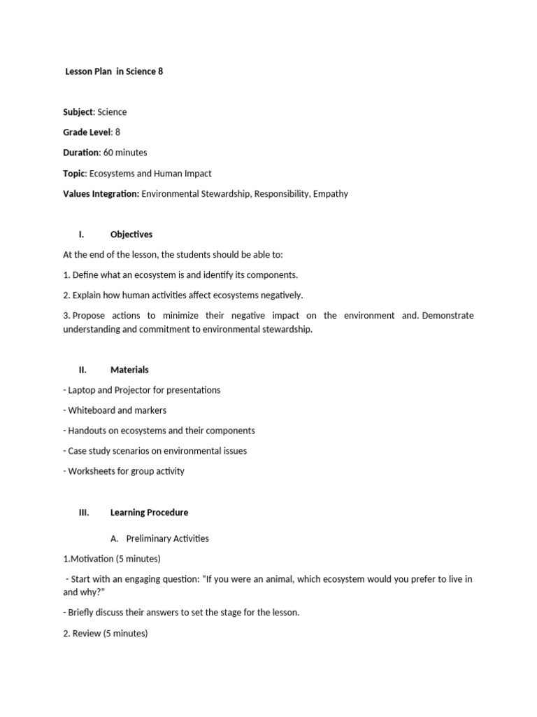 Ecosystems and Human Impact Lesson Plan | PDF | Ecosystem | Decomposition