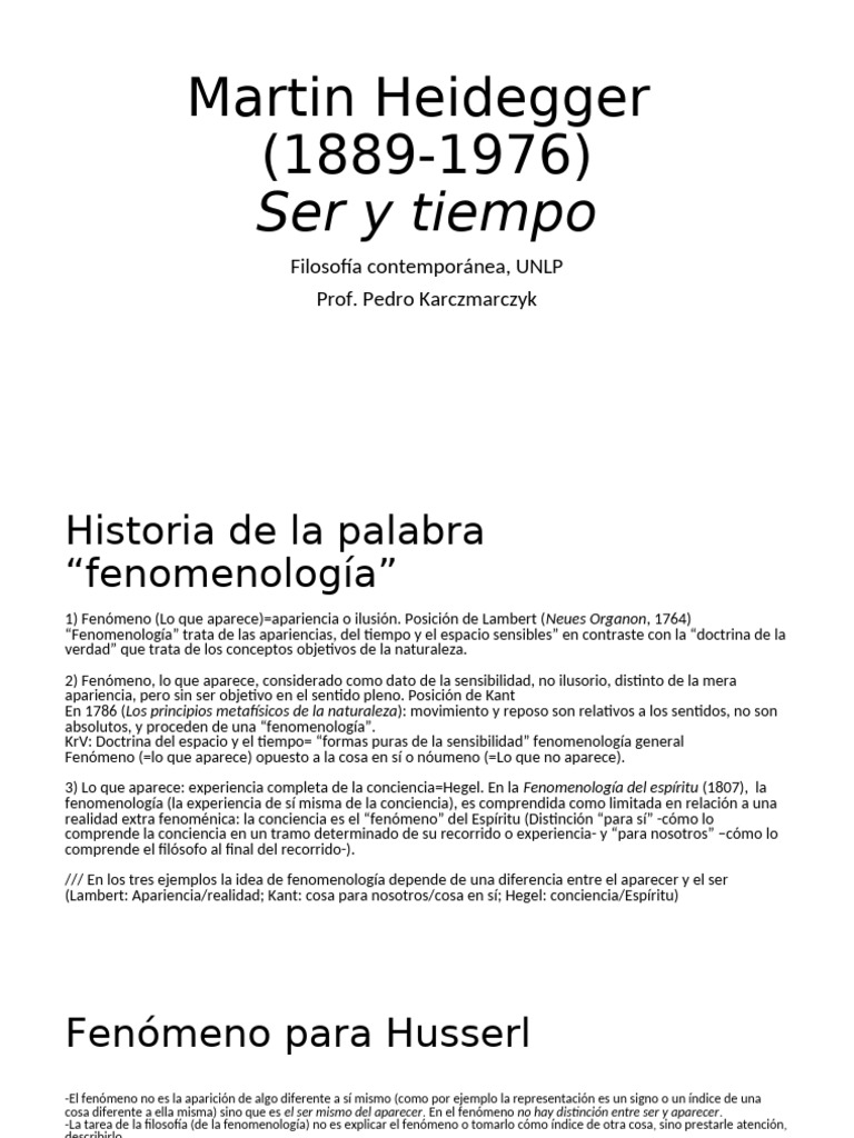 Fenomenología y el Ser en Heidegger | PDF | Edmund Husserl ...