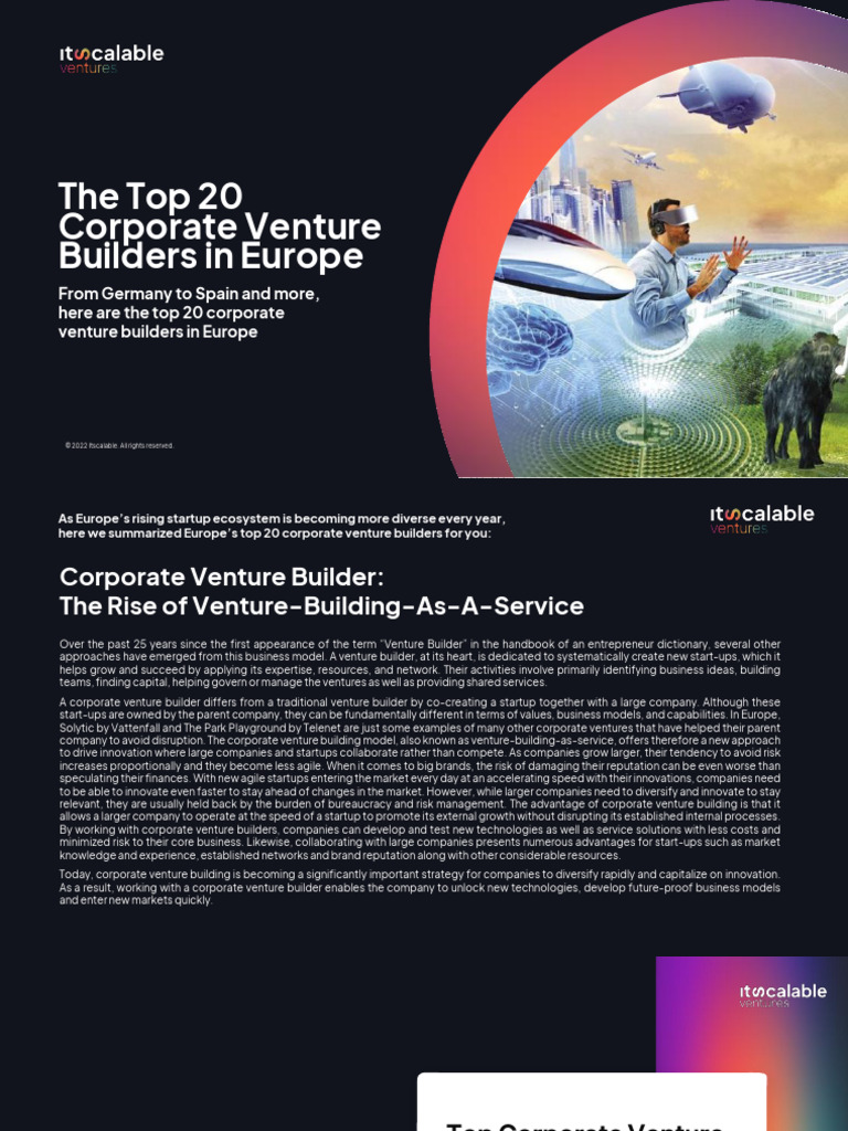 The Top 20 Corporate Venture Builders in Europe - Itscalable | PDF ...