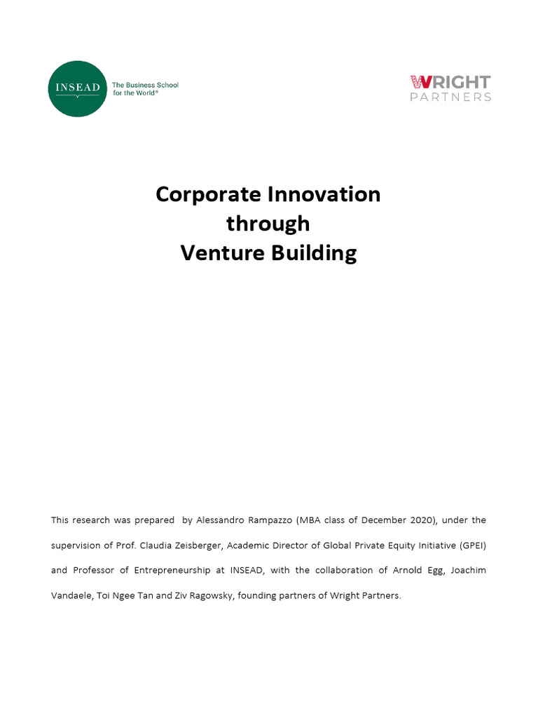 Gpei Corporate Innovation Through Venture Building | PDF | Venture ...