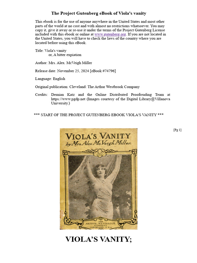 Viola's Vanity - Project Gutenberg | PDF | Project Gutenberg