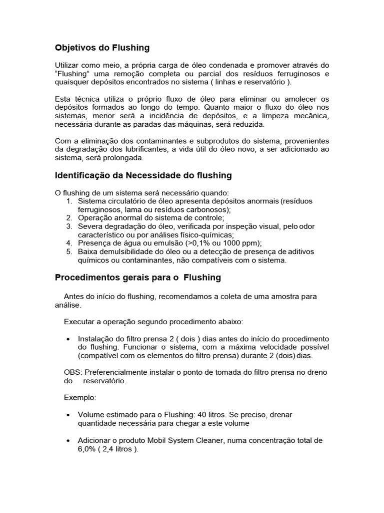 Flushing: Limpeza Eficiente de Sistemas de Óleo | PDF | Desperdício ...