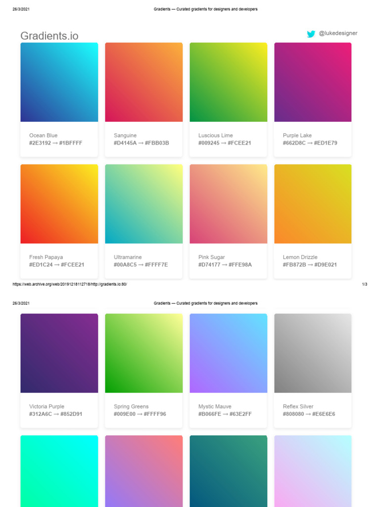 Gradients - Curated Gradients For Designers and Developers | PDF