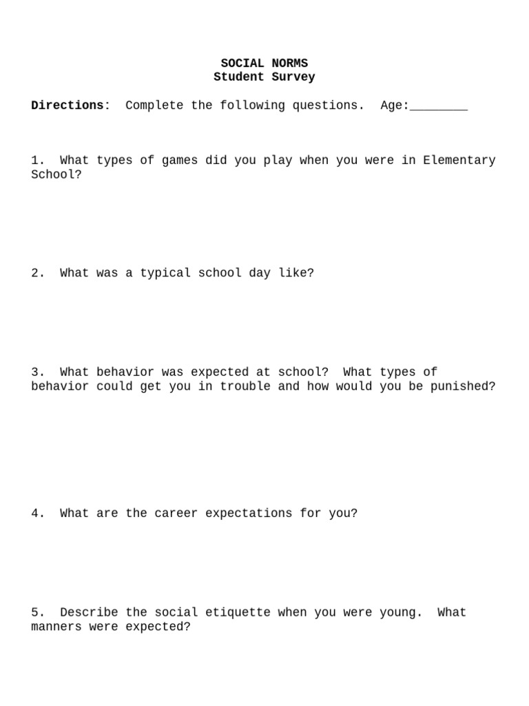 Azar Ali - Social Norms Survey | PDF