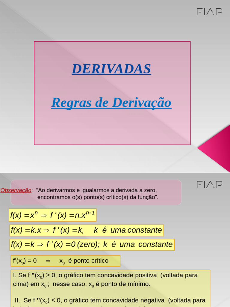 Derivadas Regras de Derivação | PDF