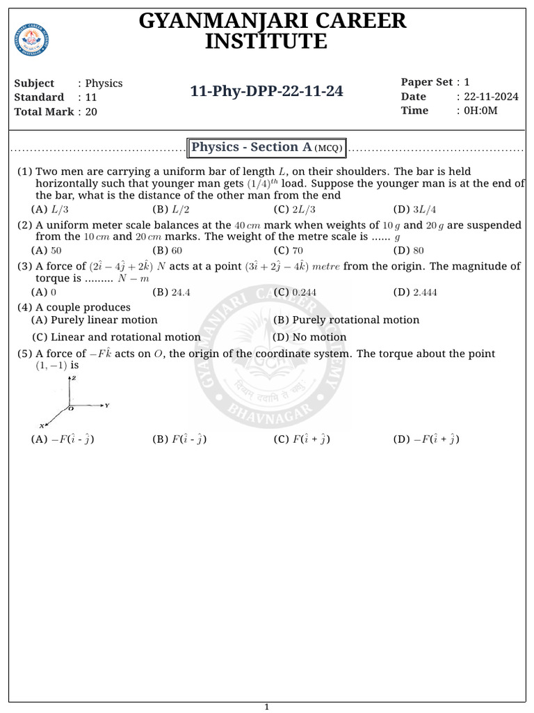 11 Phy DPP 22 11 24 - 1732245472 | PDF