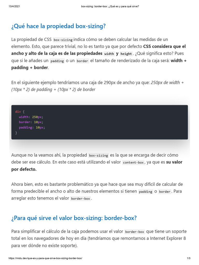 Box-Sizing - Border-Box - ¿Qué Es y para Qué Sirve | PDF | Informática