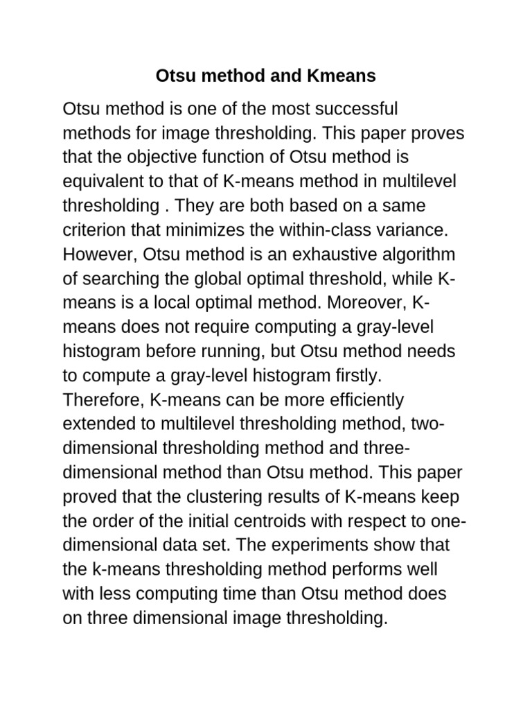 Otsu Method and Kmeans | PDF | Support Vector Machine | Statistical Classification