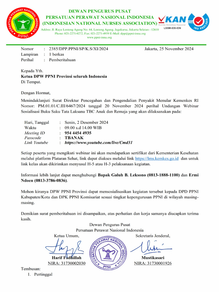 2385-SP-DPW Seluruh Indonesia-Undangan Webinar Sosialisasi Buku Saku Tata Laksana TBC Anak Dan ...