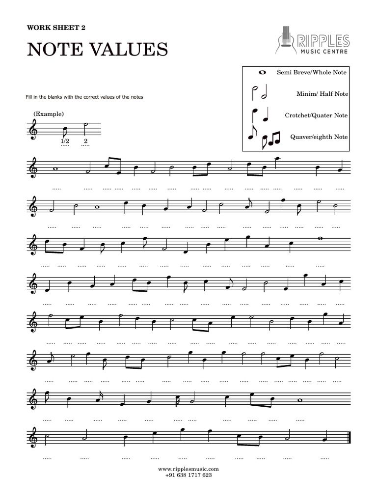 Note Values Pdf Notation Symbols