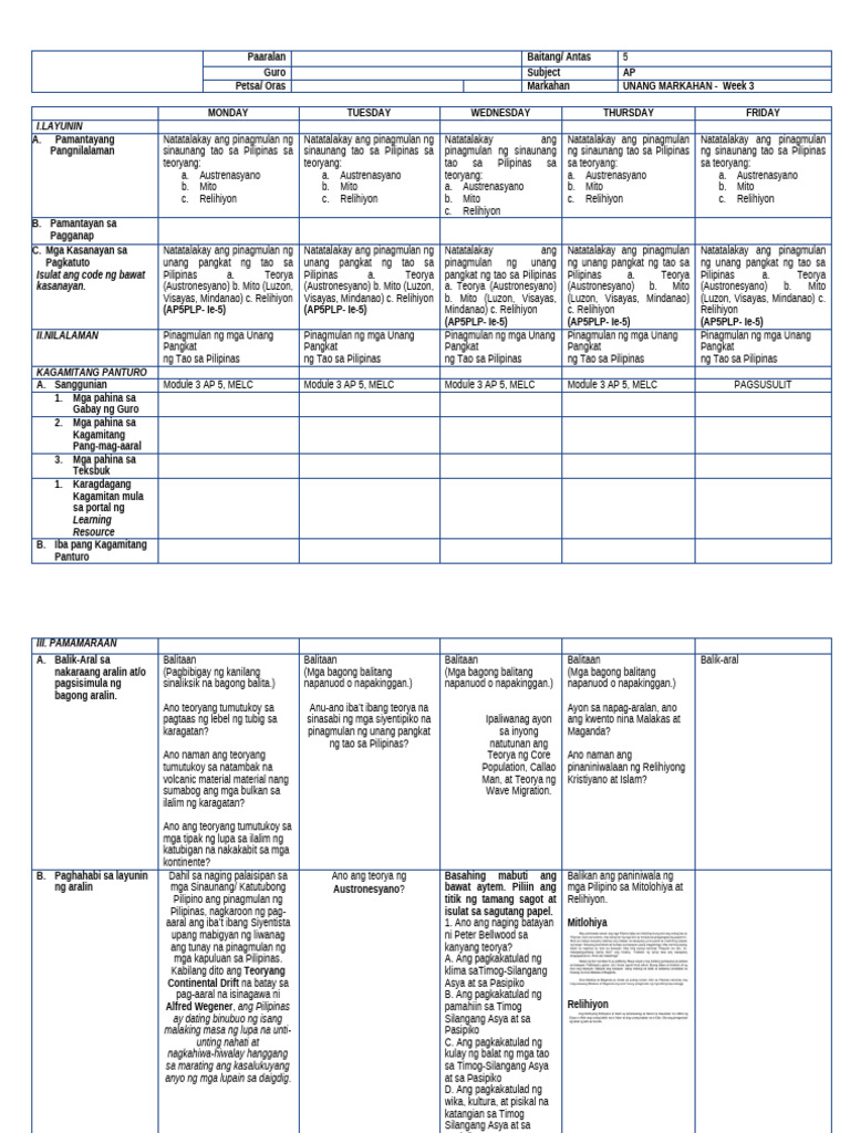DLL Week 3 Ap V | PDF