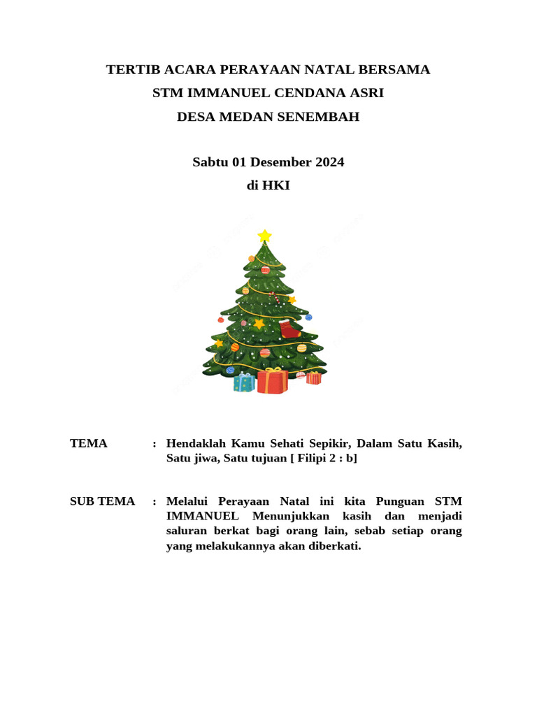 Tertib Acara Natal STM Immanuel | PDF