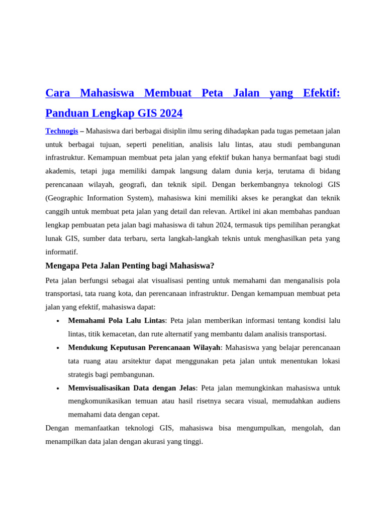 Panduan GIS 2024: Peta Jalan Efektif | PDF