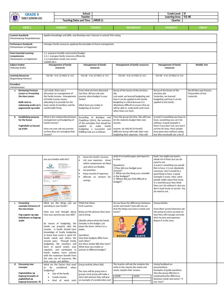 WEEK1-dll-HE Q1 - Week 2 - Revised | PDF | Behavior Modification | Cognitive Science