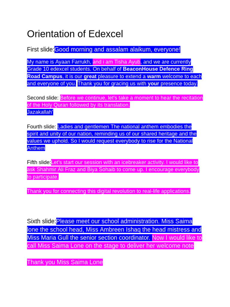Edexcel Orientation Session Overview | PDF