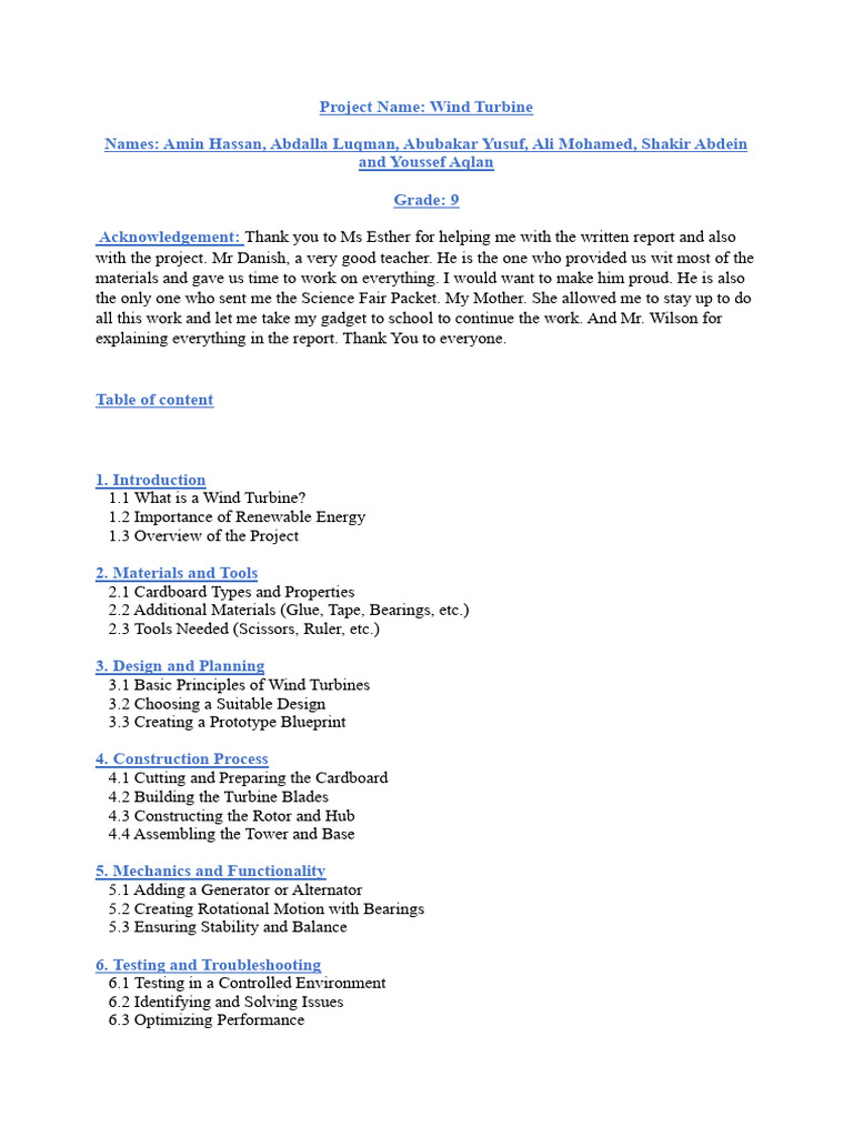 Science Fair Written Report | PDF | Turbine | Wind Turbine